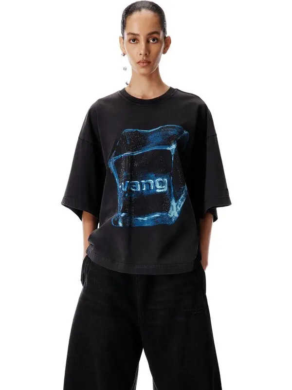 Alexander Wang Crystal Graphic Tee - Washed Black