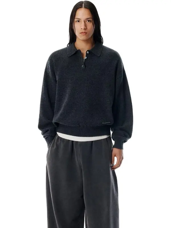 Alexander Wang Wool-blend Henley Pullover - Charcoal