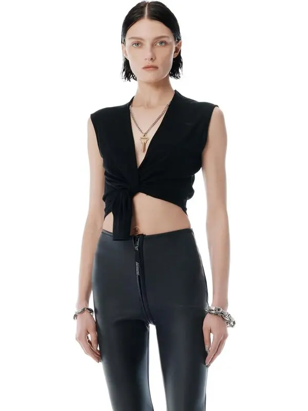 Alexander Wang Merino Wool Nameplate Top - Black
