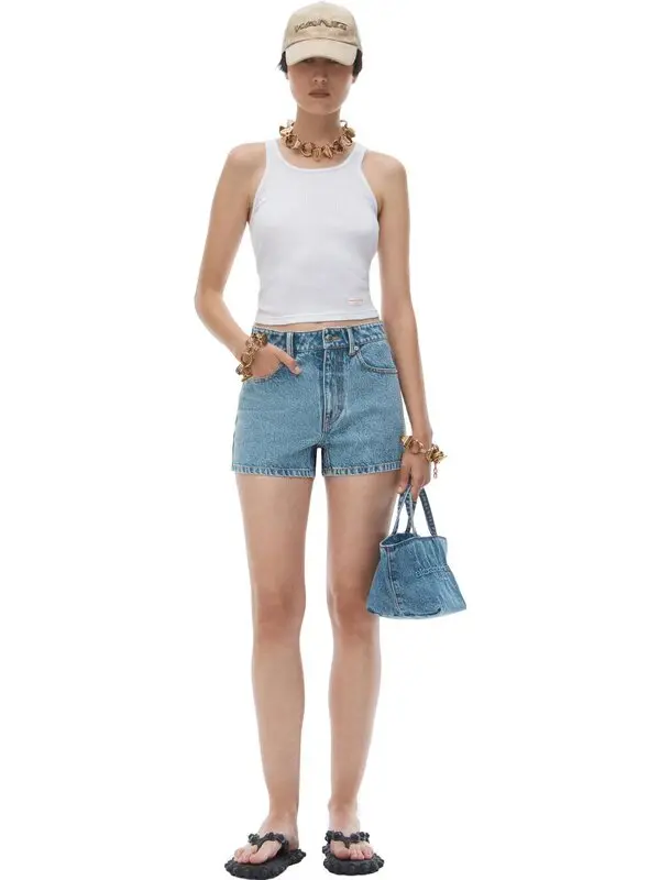 Alexander Wang High-rise Denim Shorts - Vintage Light Indigo