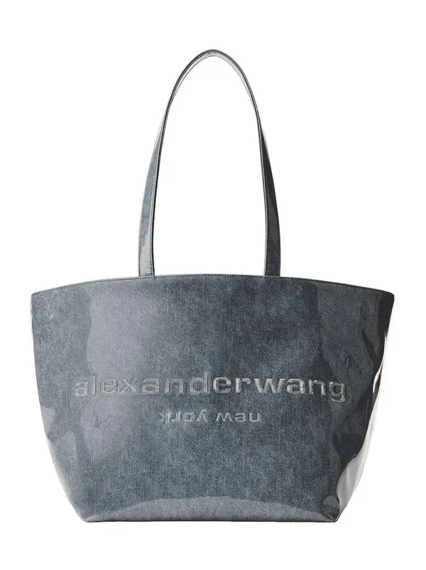 Alexander Wang Lacquered Denim Punch Large Tote - Navy