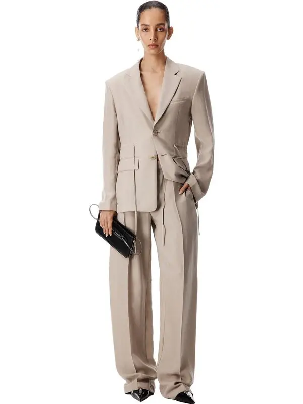 Alexander Wang Drawcord Mid-rise Tailored Pant - Army Tan