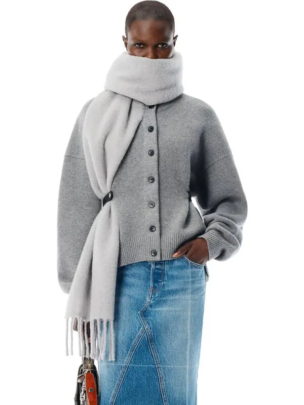 Alexander Wang Wool-cotton Draped Back Cardigan - Heather Grey