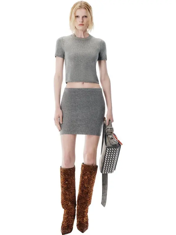 Alexander Wang Wool-blend Hotfix Miniskirt - Heather Grey
