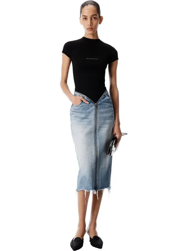 Alexander Wang V-waist Denim Skirt - Authentic Light Indigo