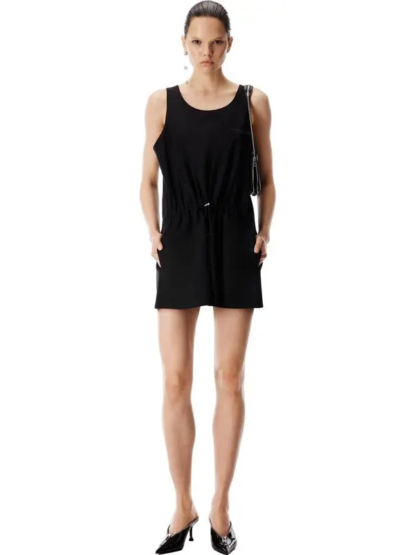 Alexander Wang Ruched Waist Mini Tank Dress - Black