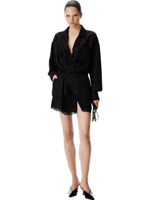 Alexander Wang Silk Wrap Mini Dress - Black