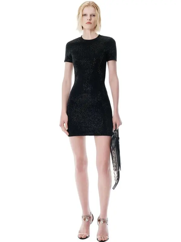 Alexander Wang Wool-blend Hotfix Mini Dress - Black