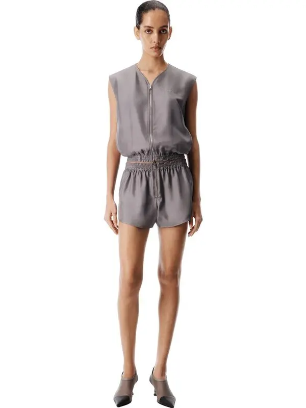 Alexander Wang Silk Twill Cropped Vest - Steel Grey