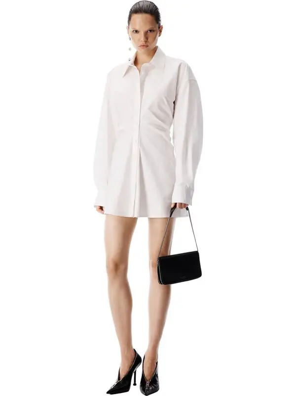 Alexander Wang Stretch Cotton Zip Shirt Dress - White