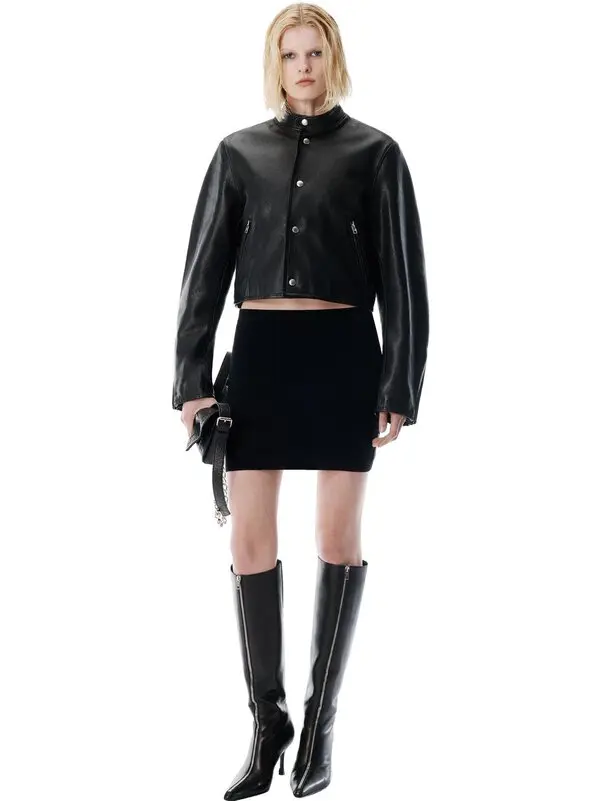 Alexander Wang Wool-blend Mini Skirt With Logo Patch - Black