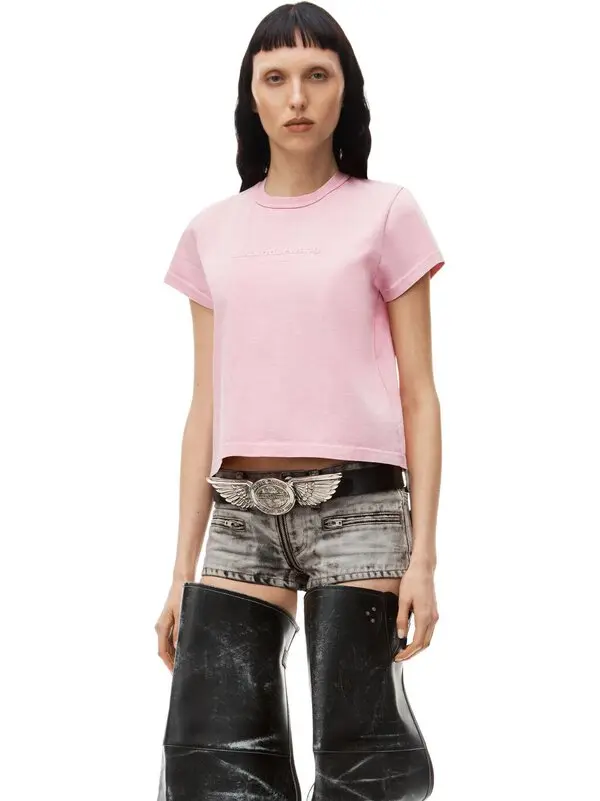 Alexander Wang Logo Shrunken Tee - Acid Candy Pink