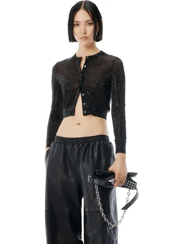 Alexander Wang Crystal Cropped Cardigan - Black