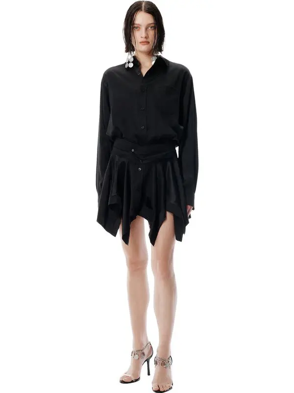 Alexander Wang Silk Charmeuse Double Shirtdress - Black