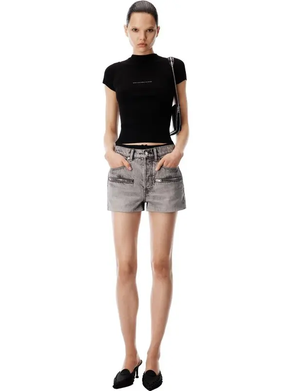 Alexander Wang Mid-rise Zip Short - Washed Grey