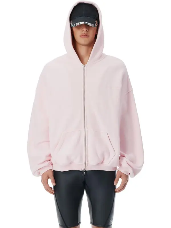 Alexander Wang Cotton Logo Zip-up Hoodie - Light Pink
