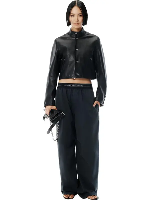 Alexander Wang Logo Elastic Mid-rise Pant - Black