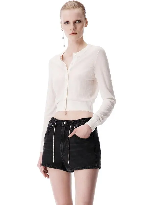 Alexander Wang Crystal Cropped Cardigan - Soft White