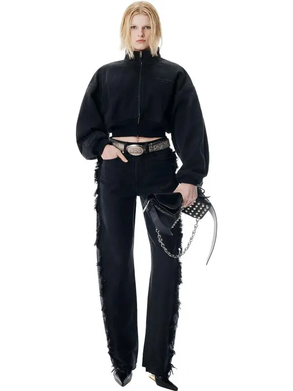 Alexander Wang Brushed Denim Funnel Neck Jacket - Faded Black