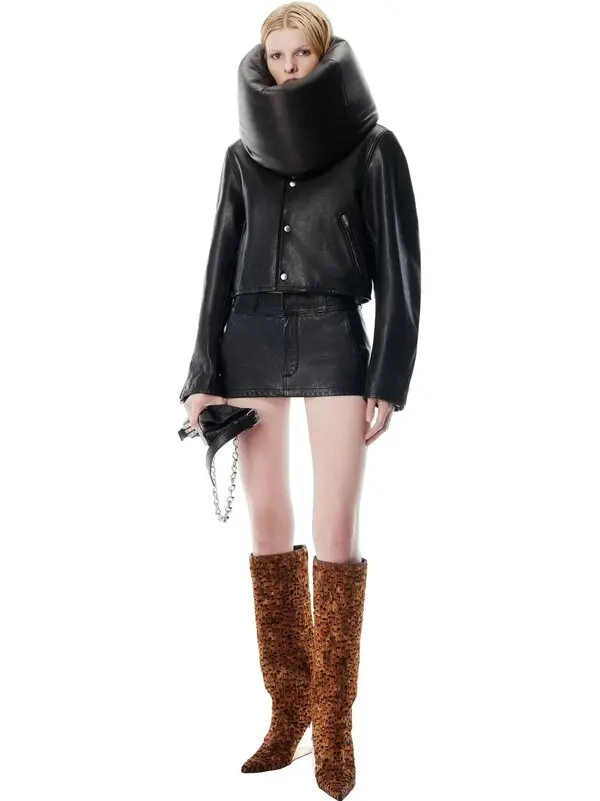 Alexander Wang Worn Moto Leather Mini Skort - Black