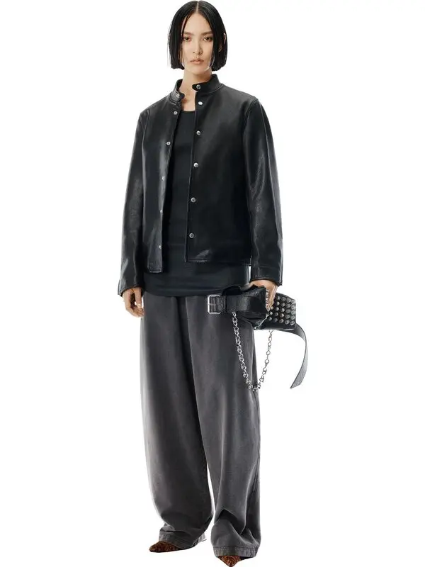 Alexander Wang Glossy Leather Moto Jacket - Black