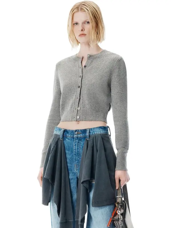 Alexander Wang Wool-blend Hotfix Cardigan - Heather Grey