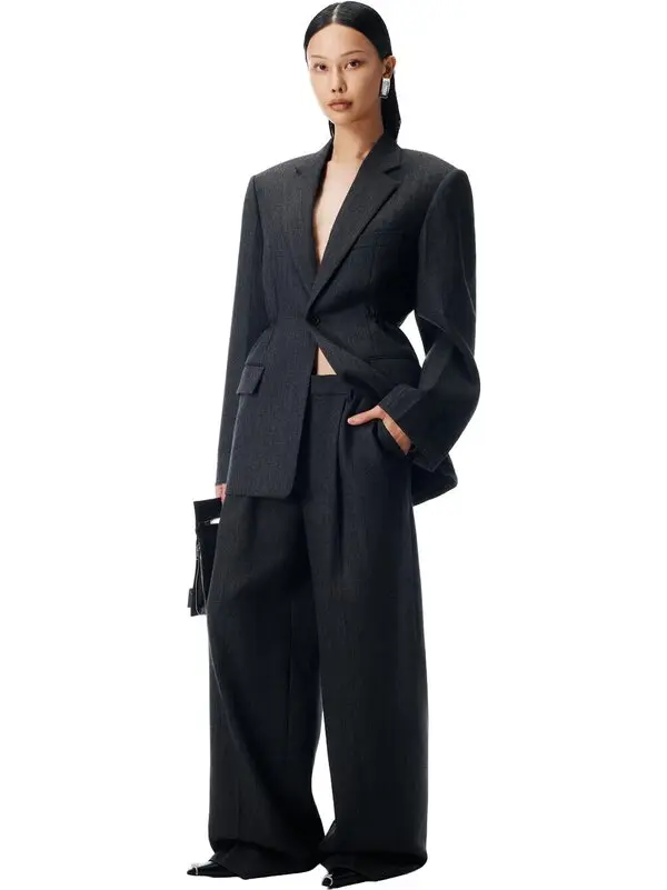 Alexander Wang Tailored Pant In Heritage Wool - Black/charcoal