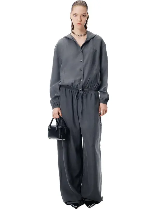 Alexander Wang Mid-rise Silk Trackpant - Thunder Grey