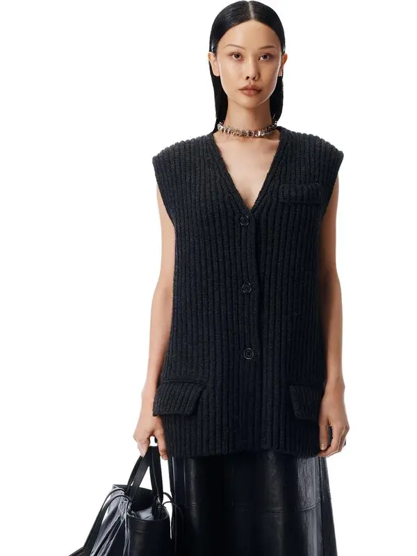 Alexander Wang Sweater Vest In Wool - Graphite