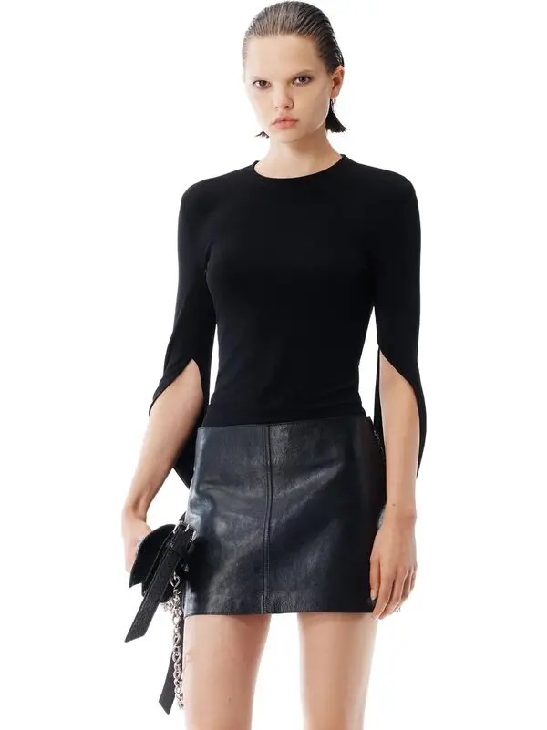 Alexander Wang Drape Back Long Sleeve Top - Black