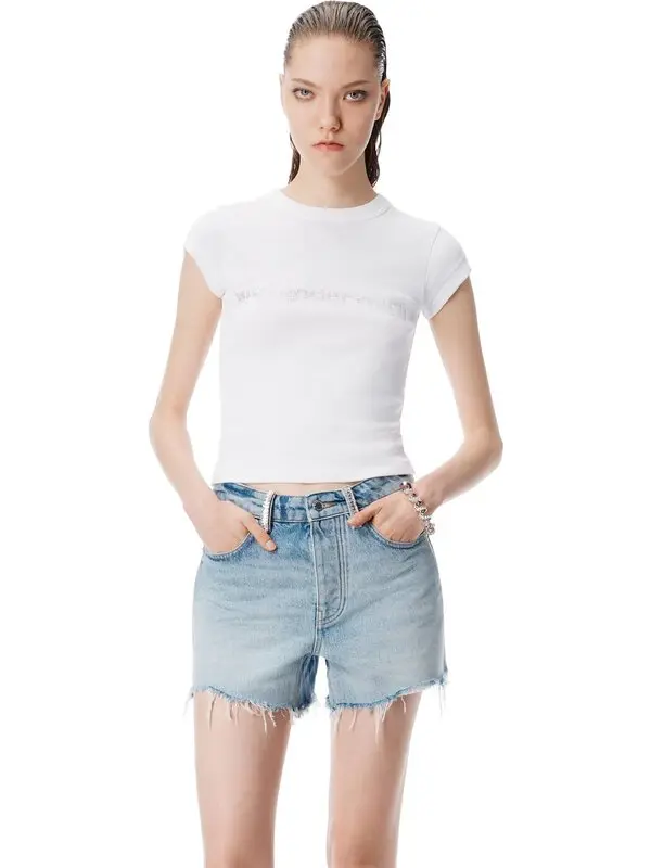 Alexander Wang Crystal Logo Baby Tee - White