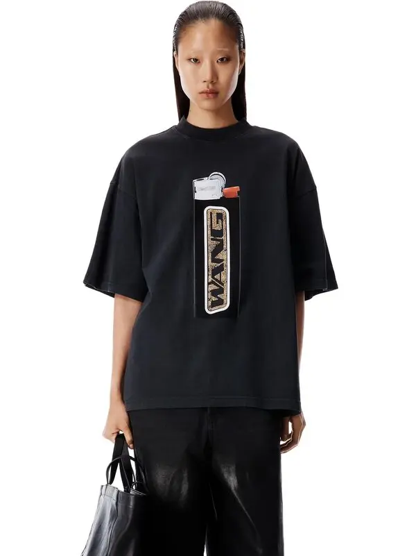 Alexander Wang Oversized Graphic Tee - Washed Black