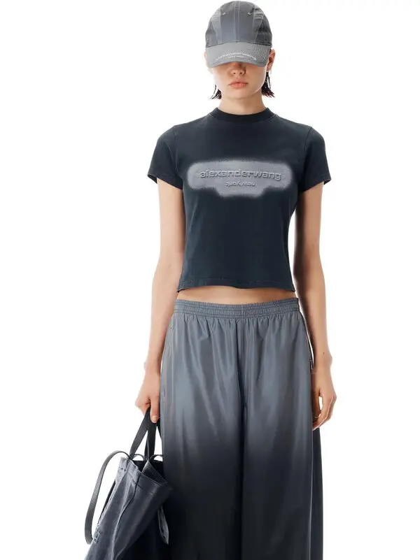Alexander Wang Reflective Halo Print Logo Tee - Washed Black