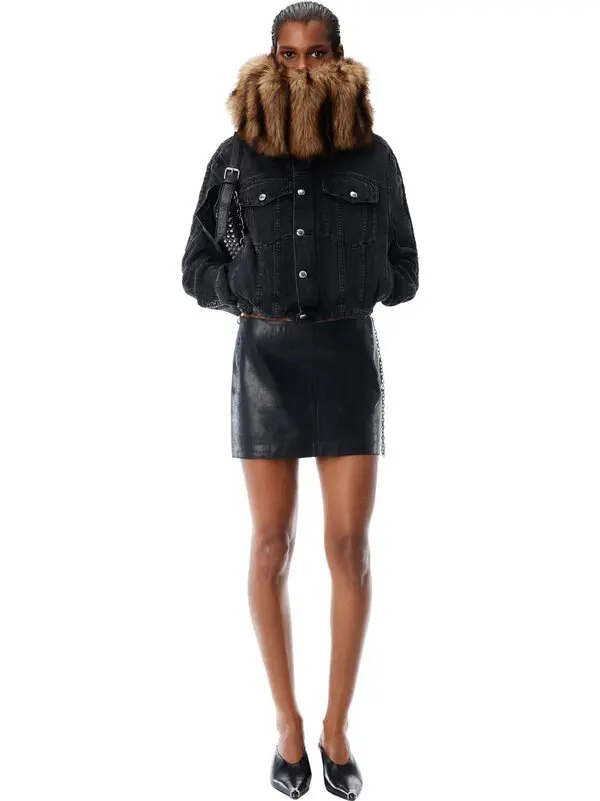 Alexander Wang Low-rise Leather Miniskirt - Black