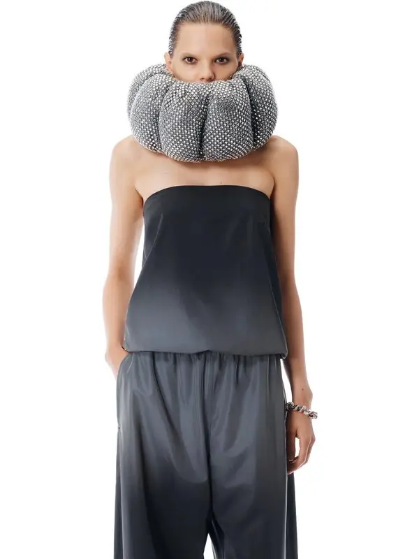 Alexander Wang Reflective Strapless Bubble Top - Silver/black