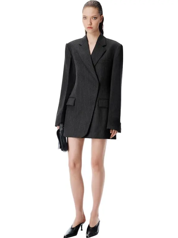 Alexander Wang Fitted Wool Blazer Dress - Black/charcoal