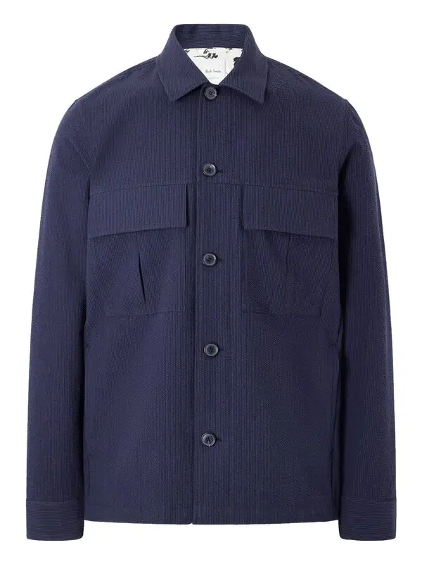 Paul Smith Cotton-blend Seersucker Overshirt - Blue