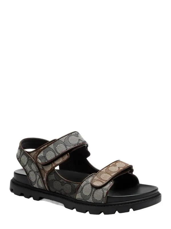 COACH Signature Jacquard Double Strap Sandal - Deep Blue Multi