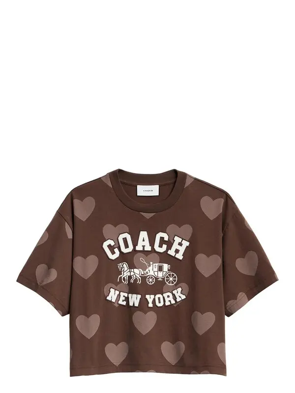 COACH Horse And Carriage Heart Cropped T-shirt - Brown