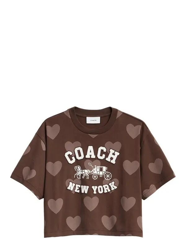 COACH Horse And Carriage Heart Cropped T-shirt - Brown
