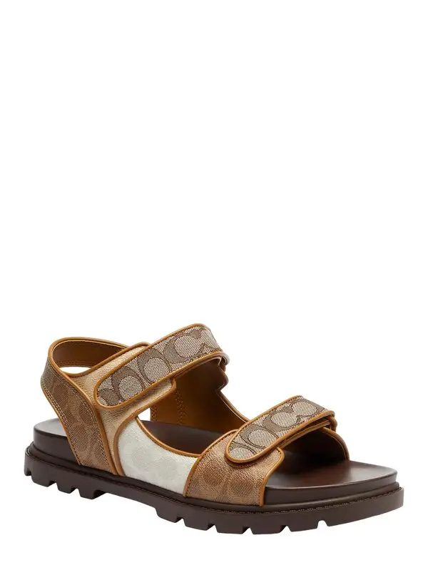COACH Double Strap Sandal In Signature - Multi