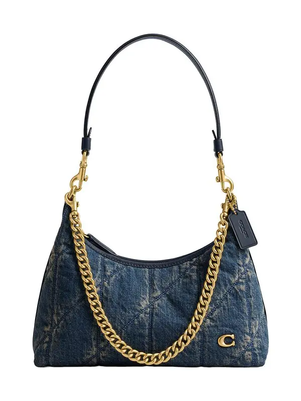 COACH Juliet Shoulder Bag 25 In Regenerative Cotton Denim With Quilting - Brass/dark Indigo