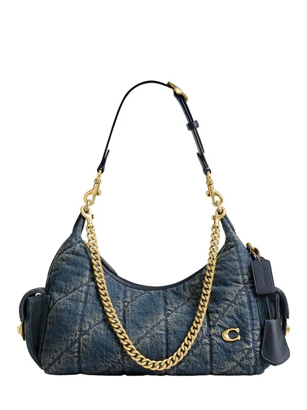COACH Pocket Juliet Bag 30 In Regenerative Cotton Denim With Quilting - Brass/dark Indigo