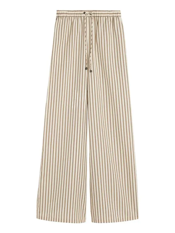 Max Mara Cotton-silk Stripe Drawstring Trousers - Beige