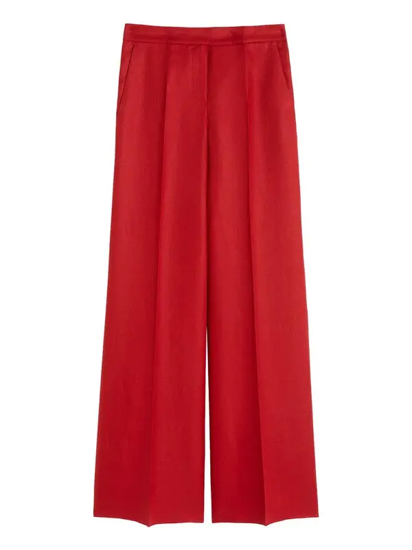 Max Mara Linen Wide-leg Trousers - Red
