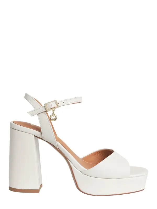 Maje Leather Platform Sandals - White