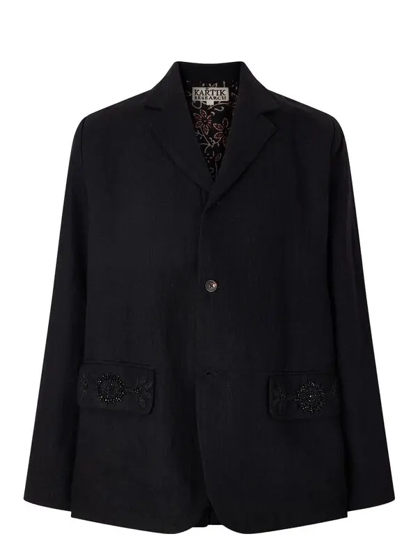 KARTIK RESEARCH Linen Blazer - Black