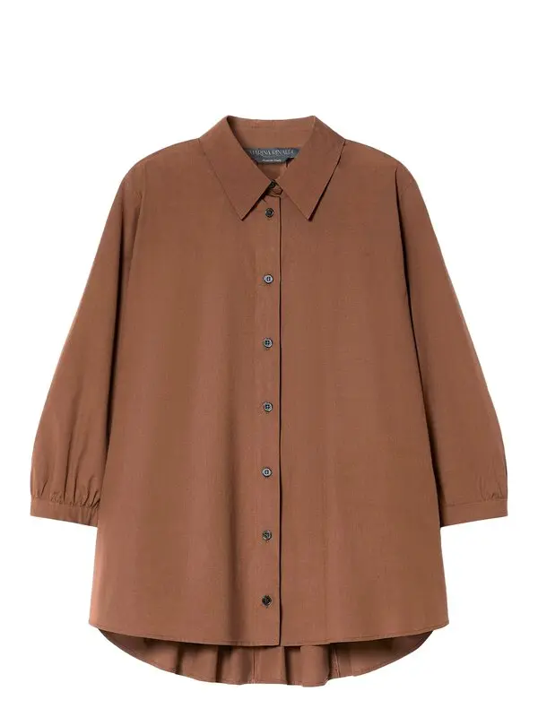 Marina Rinaldi Cotton Tunic Shirt - Brown