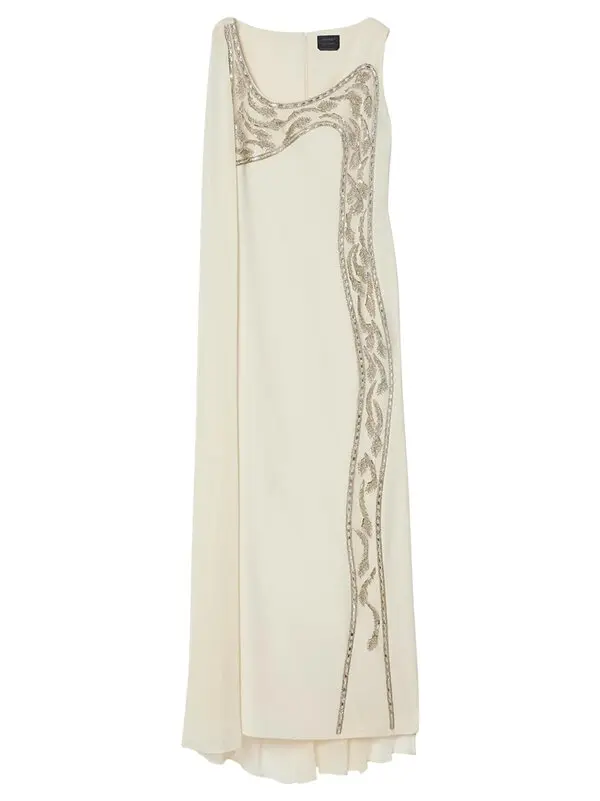 Marina Rinaldi Silk Embroidered Maxi Dress - Yellow