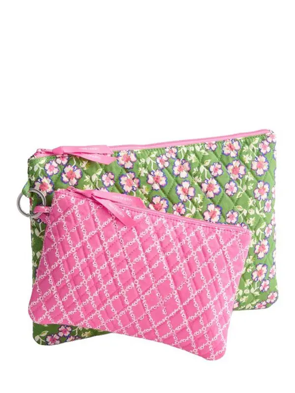 VERA BRADLEY Two-piece Vibrant Floral Pouch Organizer Set - Green